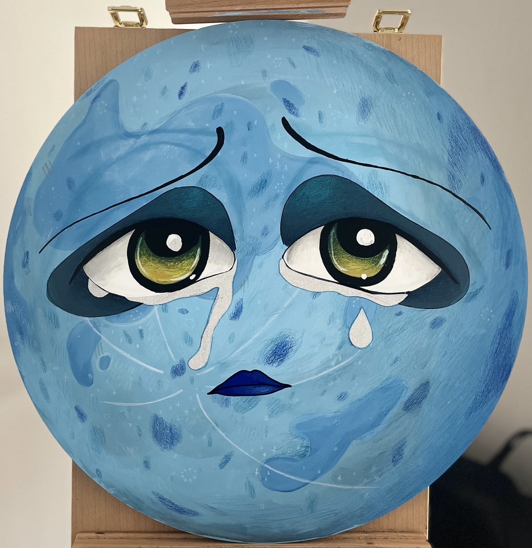 Original Painting "somber Moon". Acrylic on Wood Panel. - Etsy