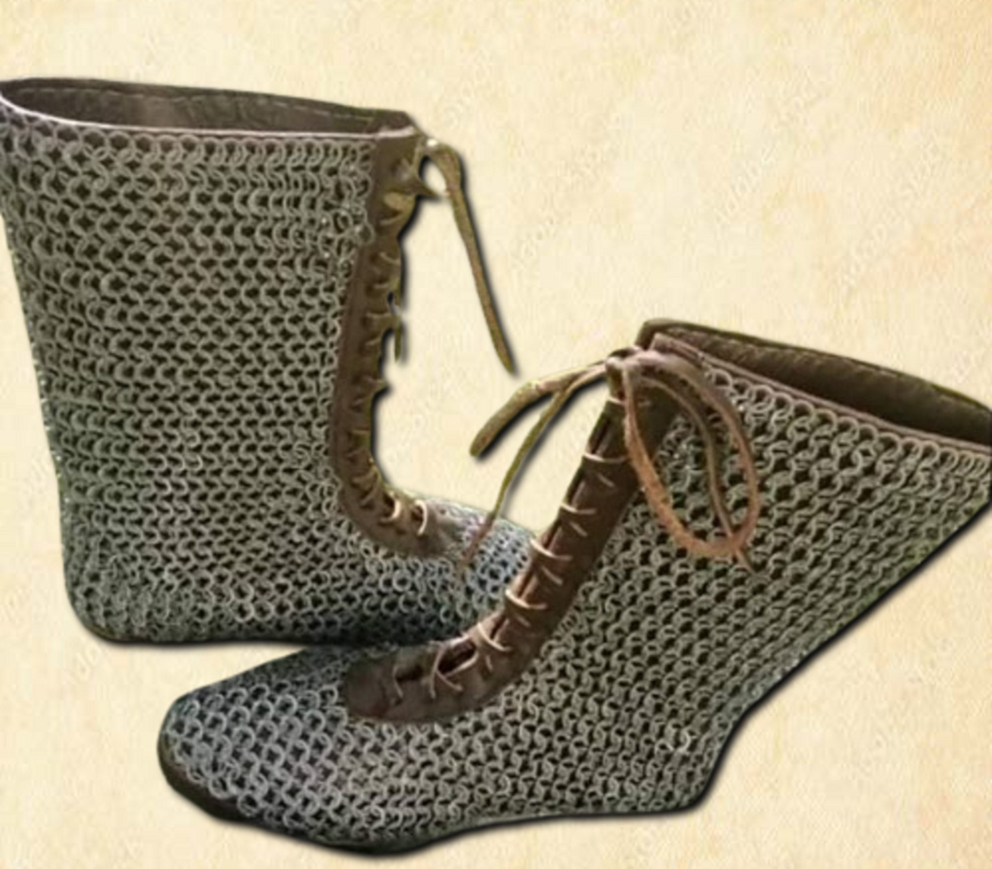 Medieval Chainmail Shoes, 9 Mm Flat Ring All Ring Dome Riveted Chain ...