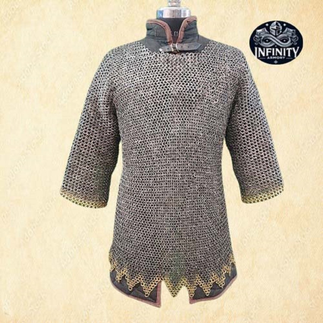 9 Mm Stainless Steel Chainmail Shirt , Chainmail Shirt Brass Zig Zag ...