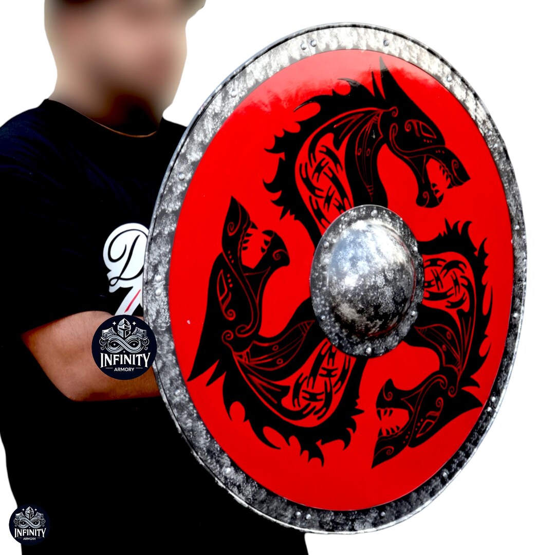 Red Dragon Shield Majestic Mild Steel : A Heraldic Emblem of Power and ...