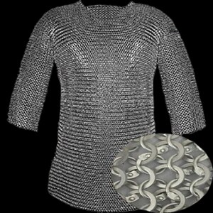 Aluminum Chainmail Shirt , 9 MM Round Riveted Flat Warsar Half Sleeves ...