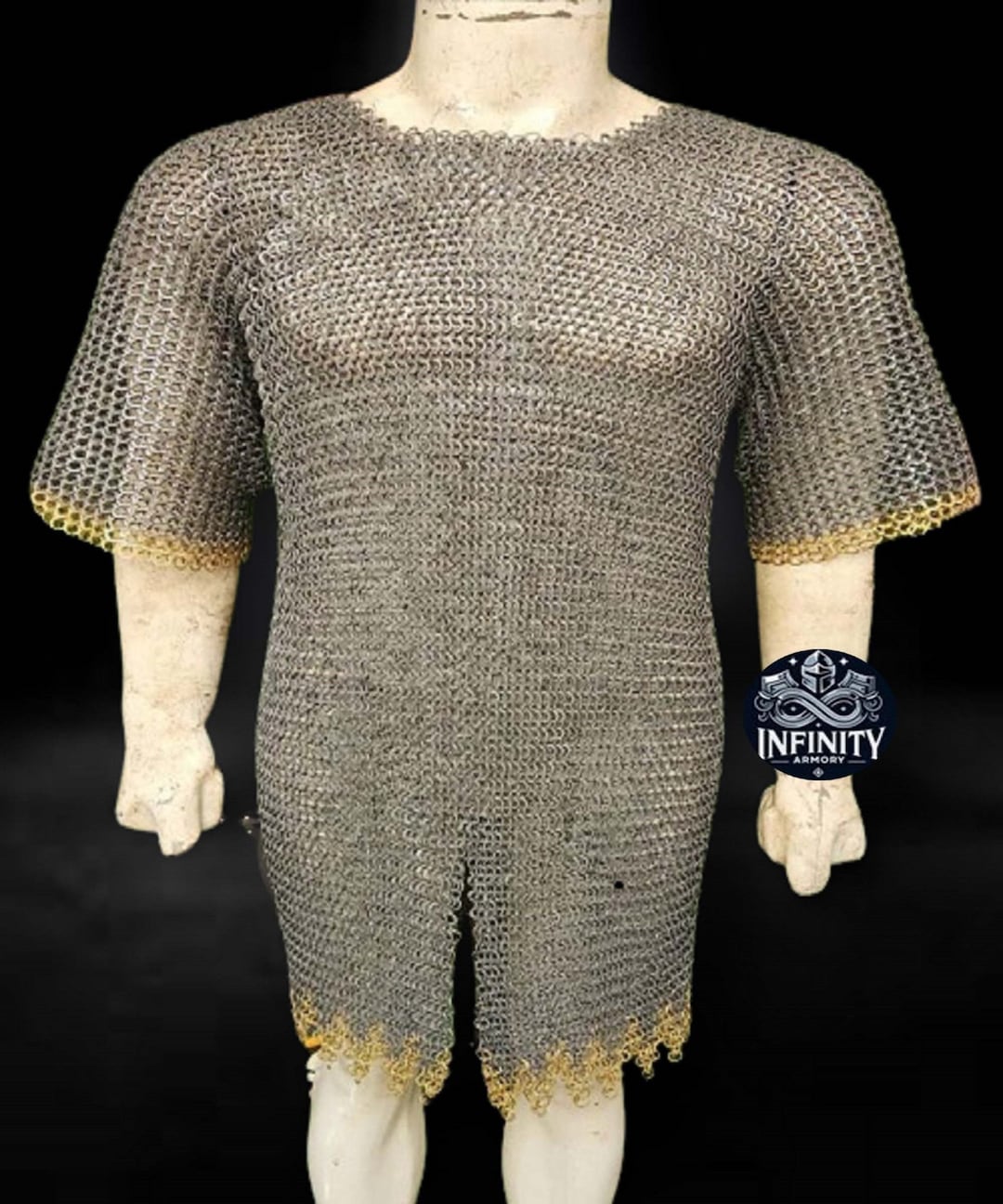 Riveted Chain Mail Shirt With Zig Zag Brass Row , 9 Mm Flat Riveted ...