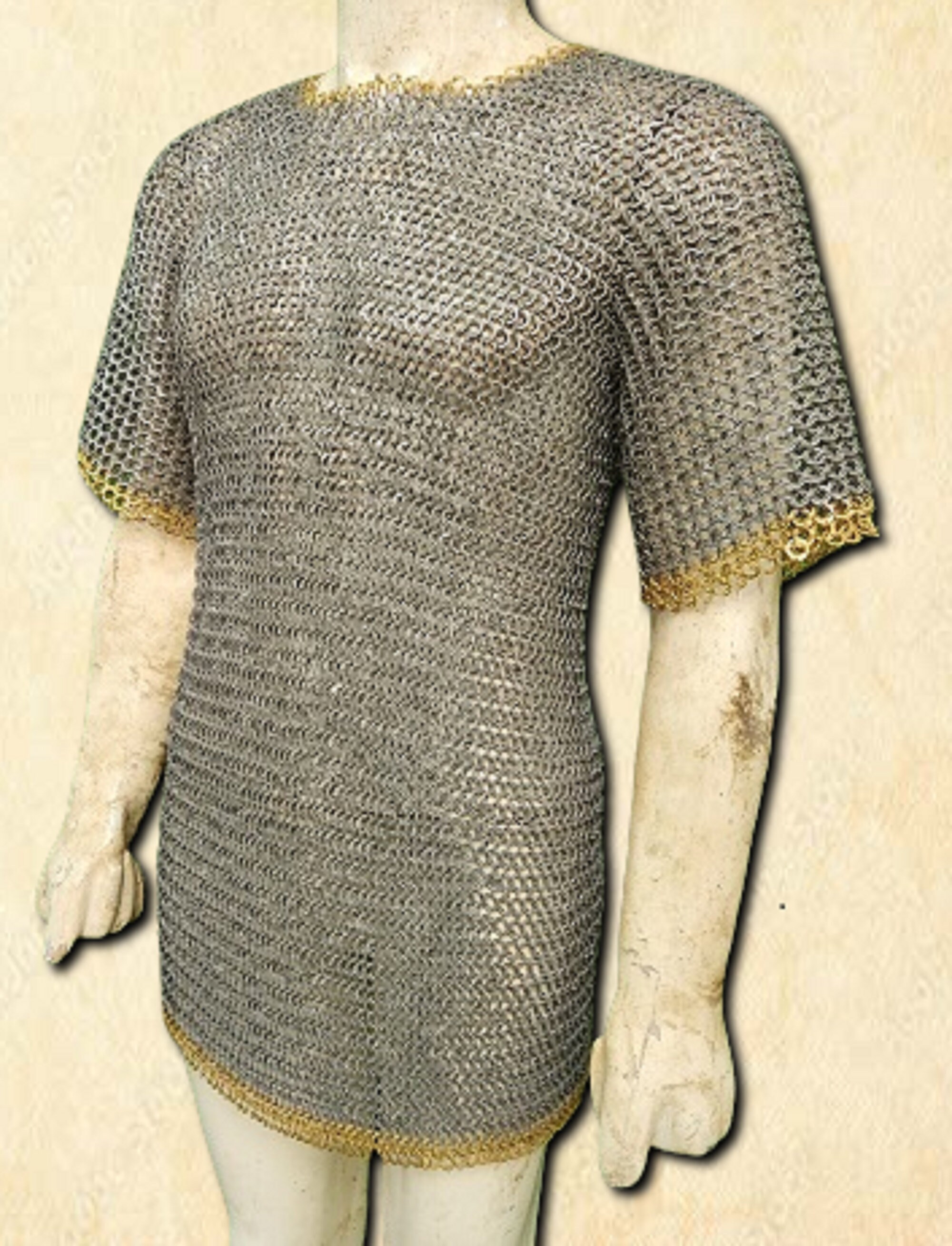 Chain Mail Shirt ,8mm Flat Riveted With Solid Rings Haubergeon Short ...