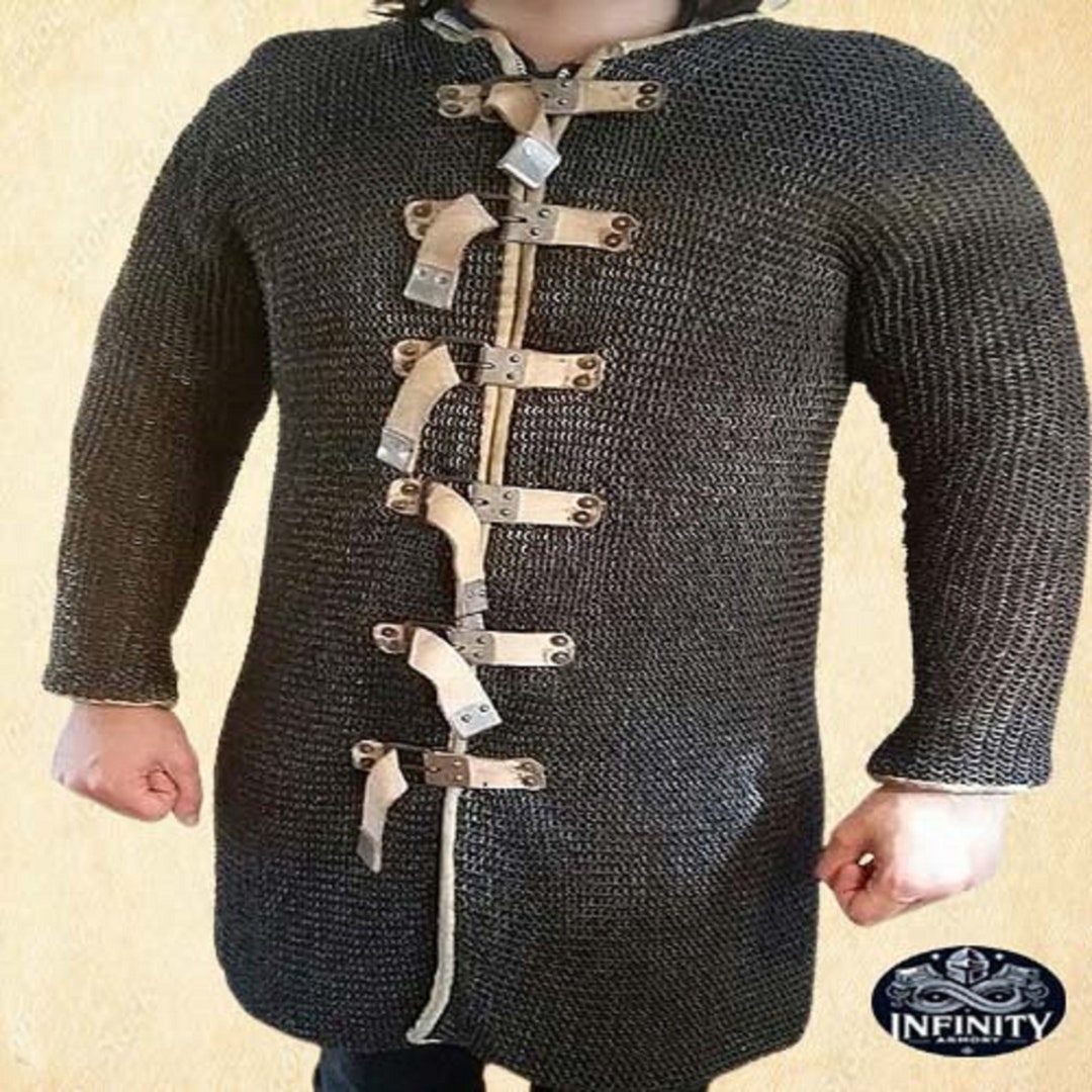 Medieval Open Chain Mail Shirt , 9 MM Flat Riveted Rings With Flat ...