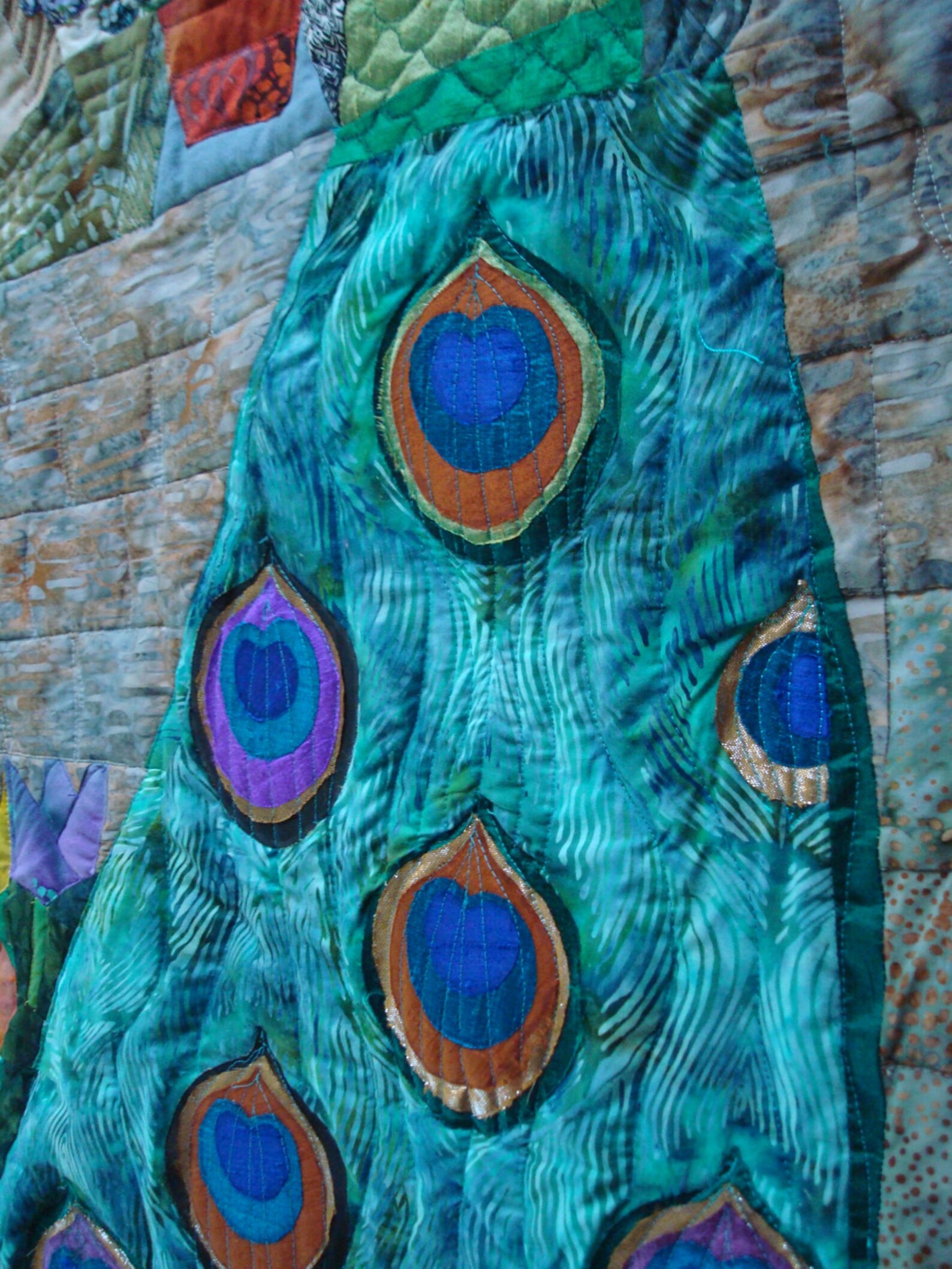 Quilt: Pieced-picture of Peacocks, Queen Size - Etsy