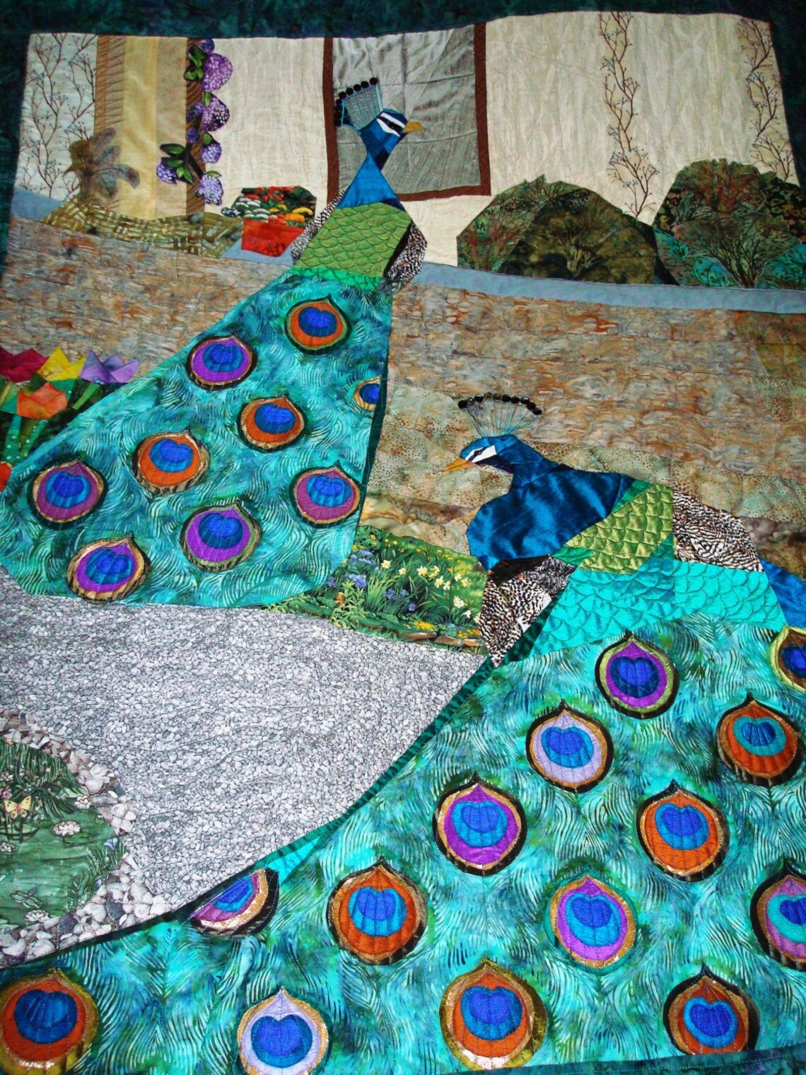 Quilt: Pieced-picture of Peacocks, Queen Size - Etsy
