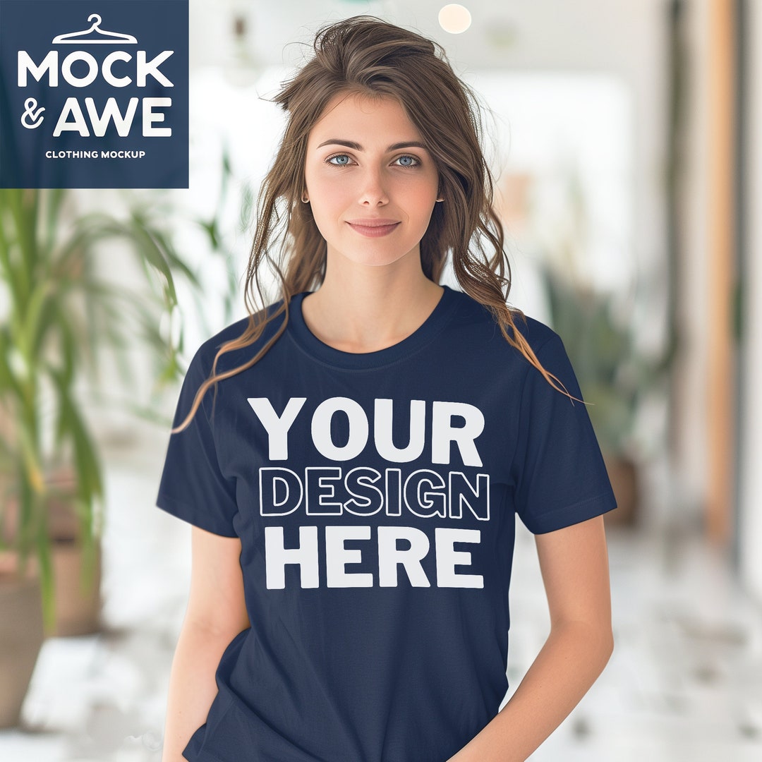 Navy Blue T Shirt Mockup Bella Canvas 3001 Mockup Bc3001 Navy Blank
