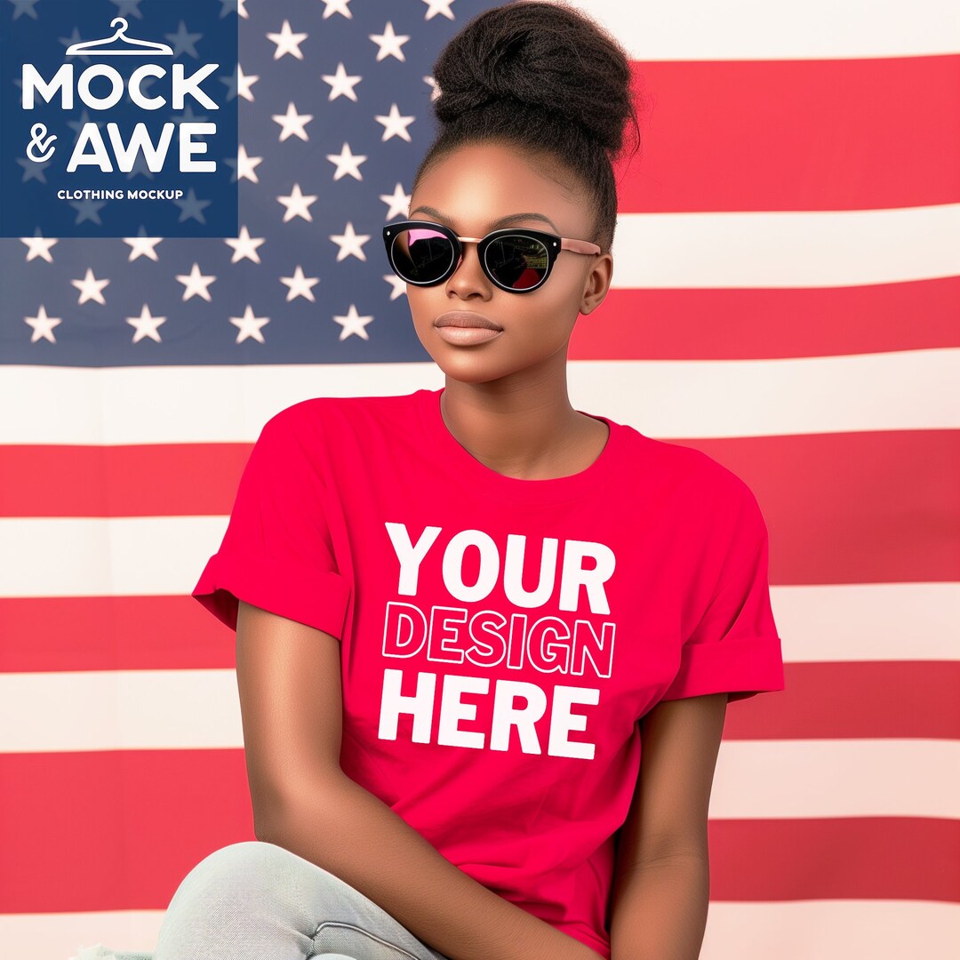 Patriotic T-shirt Mockup Fourth of July Mockups Female Model ...