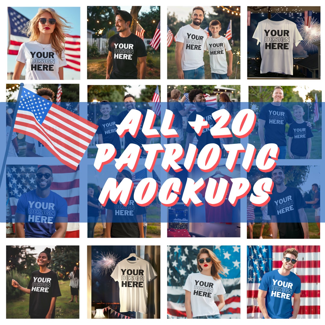 Patriotic T-shirt Mockup Bundle | Fourth of July Mockups | Independence ...