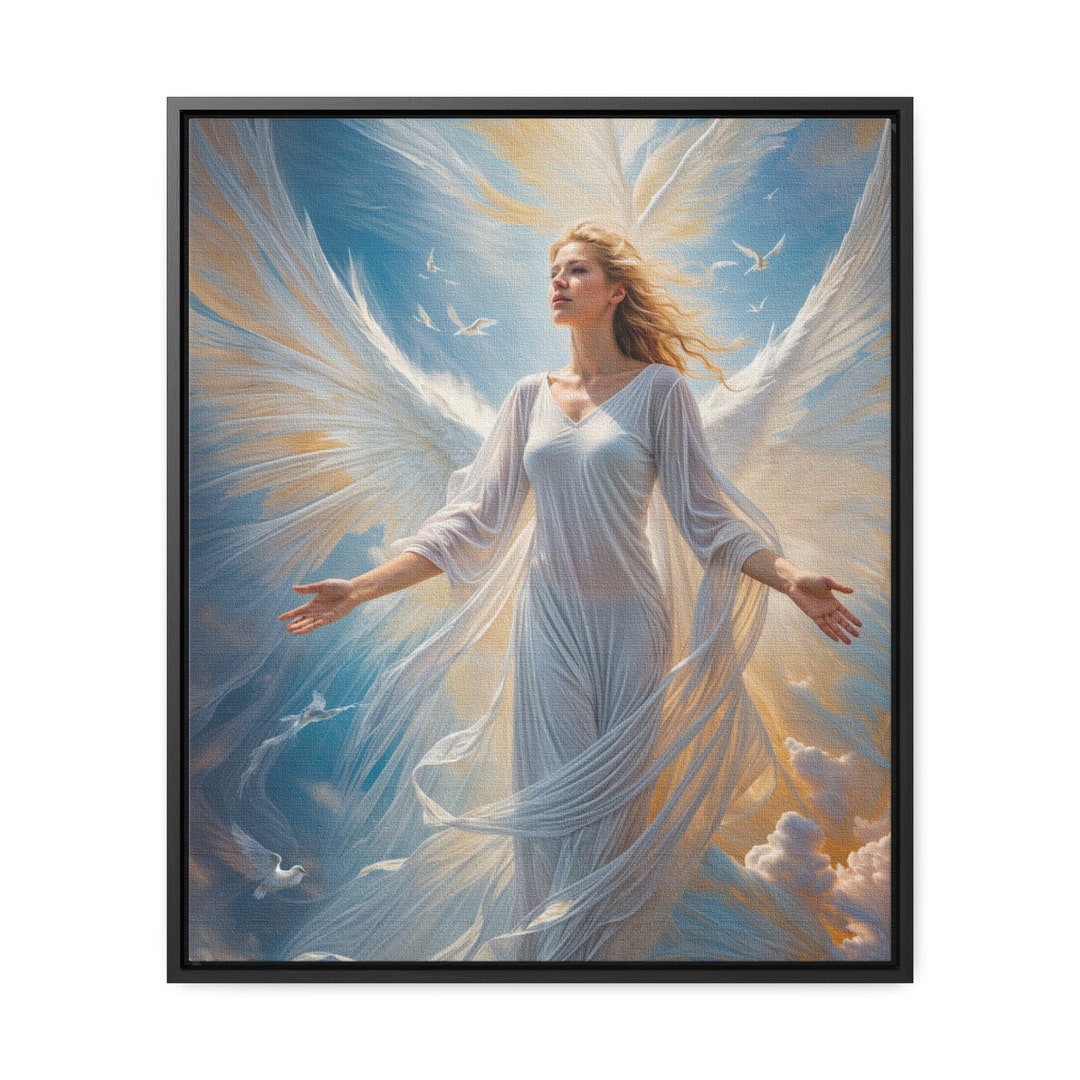 Angel in Blue Heavenly Light Painting Canvas Print, Angelic Apparition ...