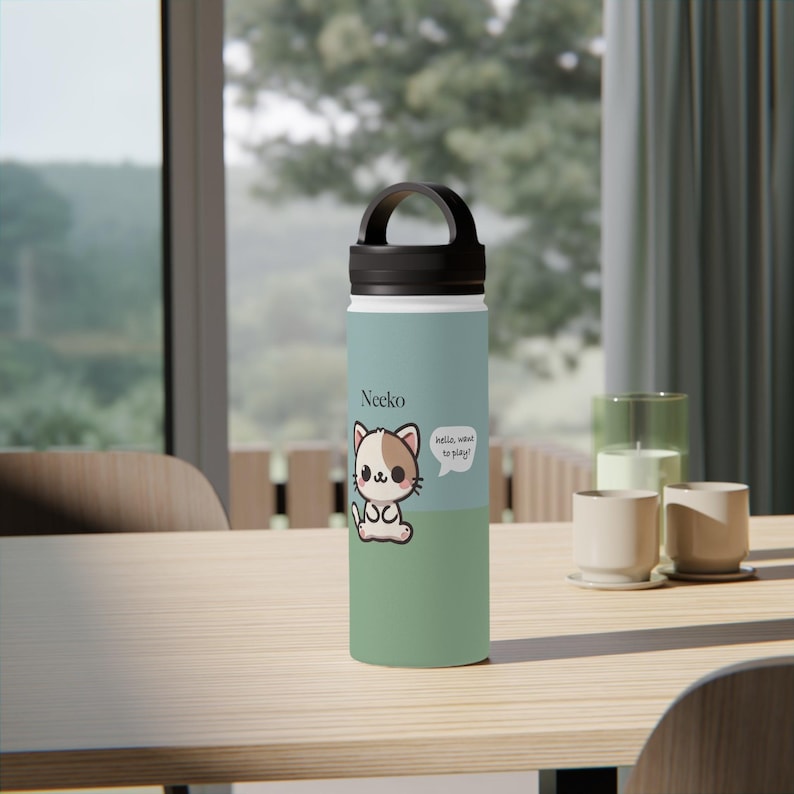 Neeko the Kitty Cat - Kawaii Designs - Steel Water Bottle Tumbler ...