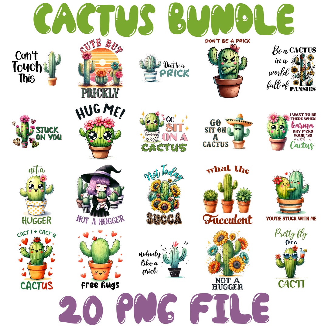 Cute Cactus PNG Clipart, Cacti PNG Bundle, Chibi Cactus, Kawaii Cactus ...