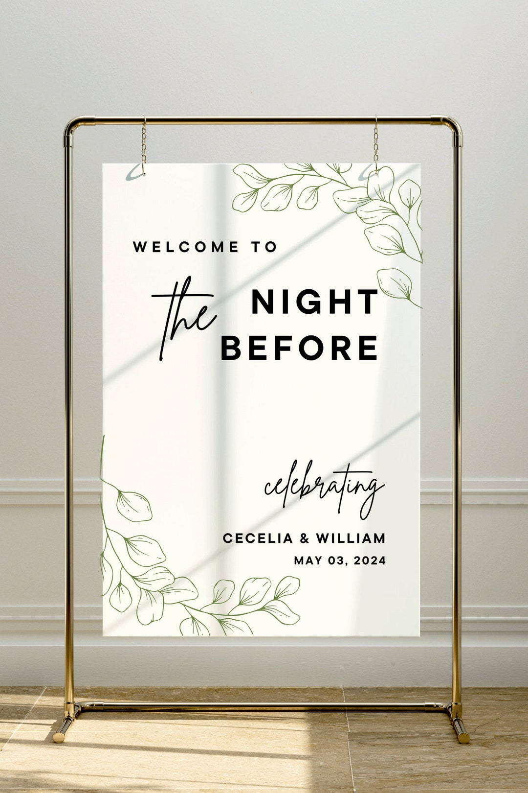 Minimal Wedding Welcome Sign Template, Elegant,minimal Eucalyptus ...