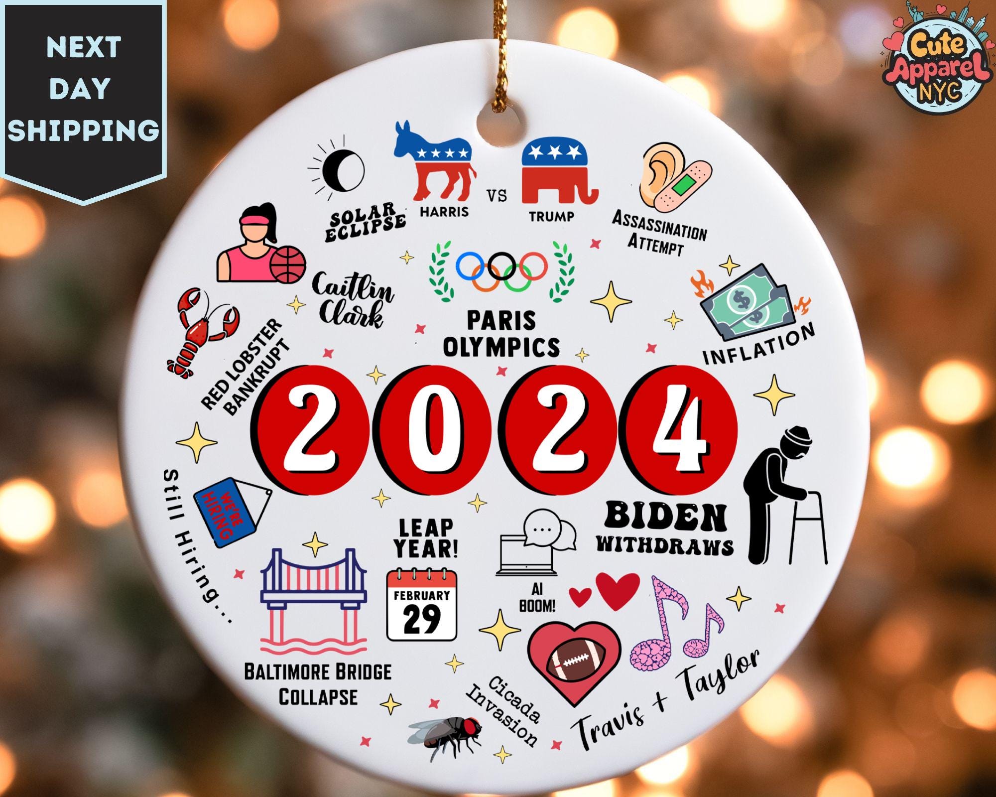2024 Christmas Ornament, 2024 Year in Review Trump Ornament, Funny Cute ...