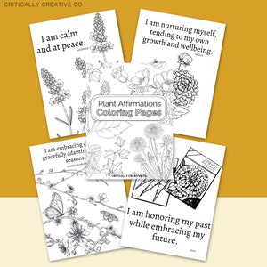 Plant Affirmations Coloring Pages: Printable Coloring Sheets, Coloring ...