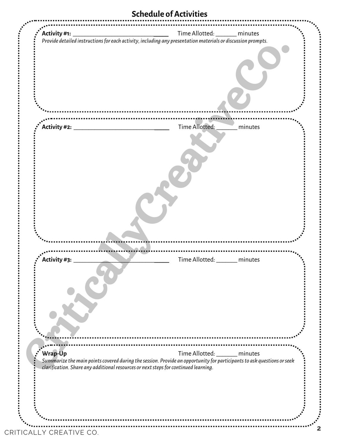 Facilitator Guide Workshop Worksheet: Printable Lesson Plan, Program ...