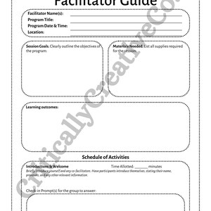 Facilitator Guide Workshop Worksheet: Printable Lesson Plan, Program ...