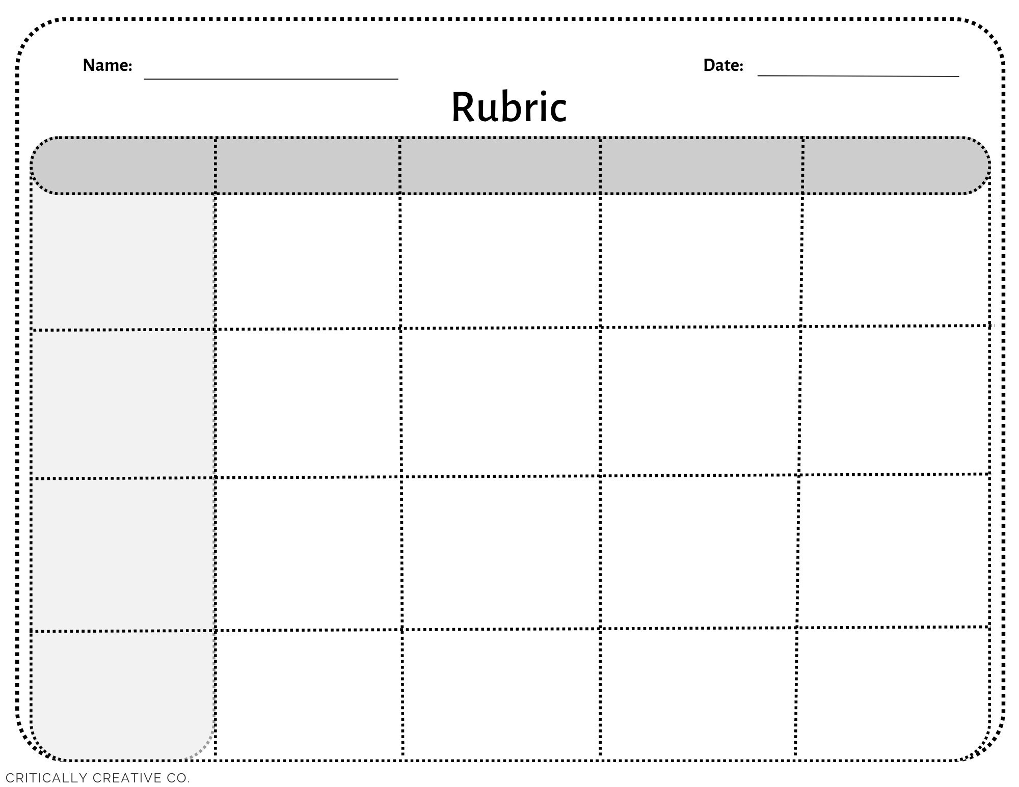 Rubric Template Worksheet: Grading Rubric, Measure Learning Outcomes ...