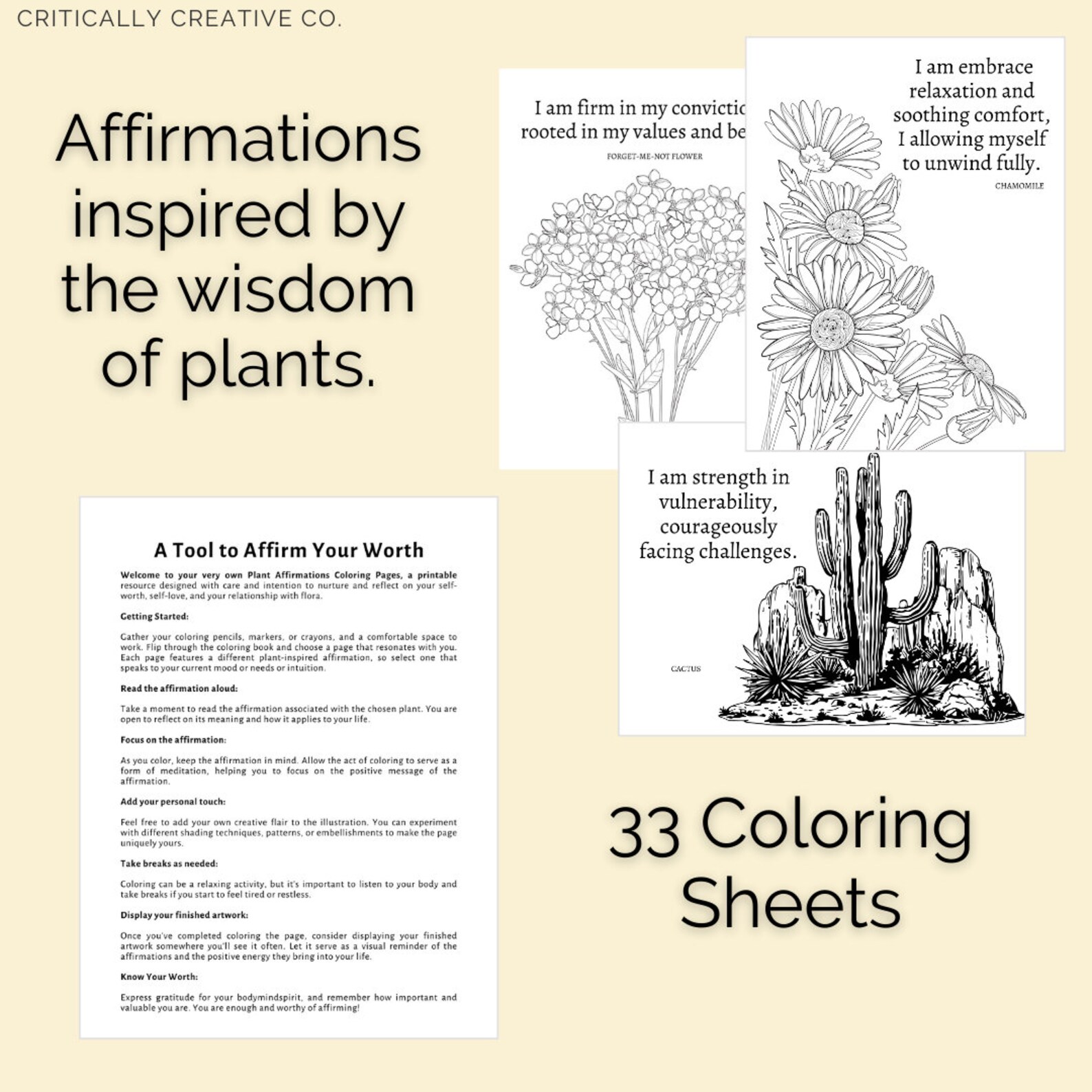 Plant Affirmations Coloring Pages: Printable Coloring Sheets, Coloring ...