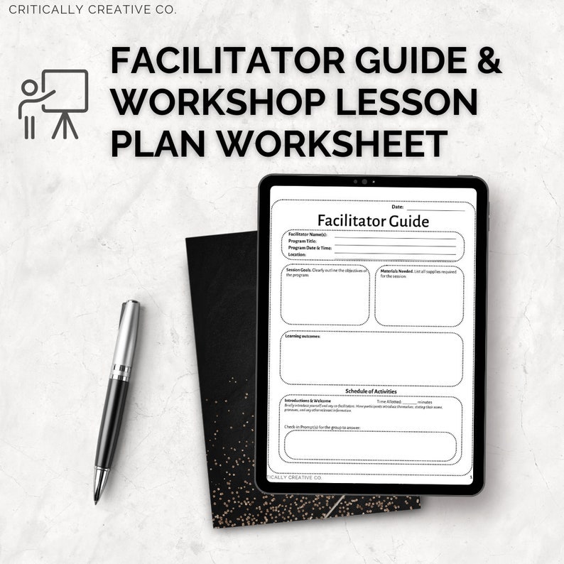 Facilitator Guide Workshop Worksheet: Printable Lesson Plan, Program ...