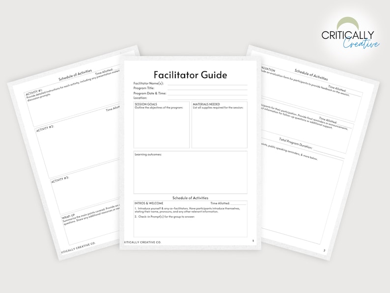 Facilitator Guide Worksheet: Printable Workshop Lesson Plan (PDF) - Etsy