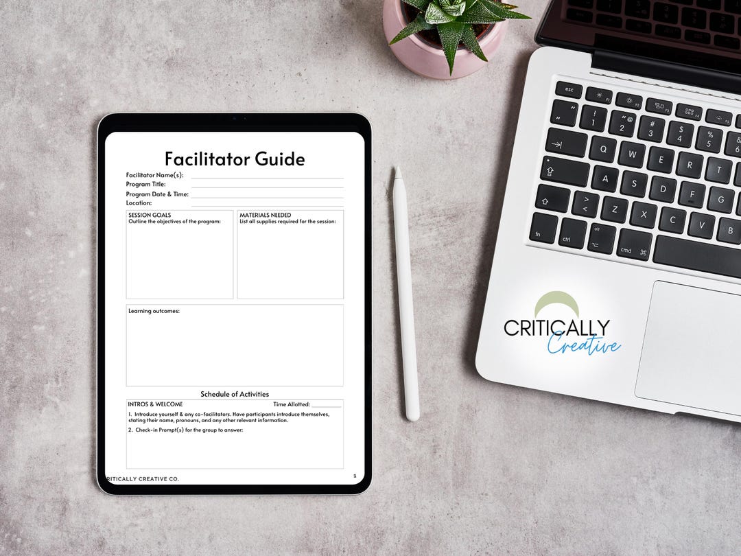 Facilitator Guide Worksheet: Printable Workshop Lesson Plan, Program ...