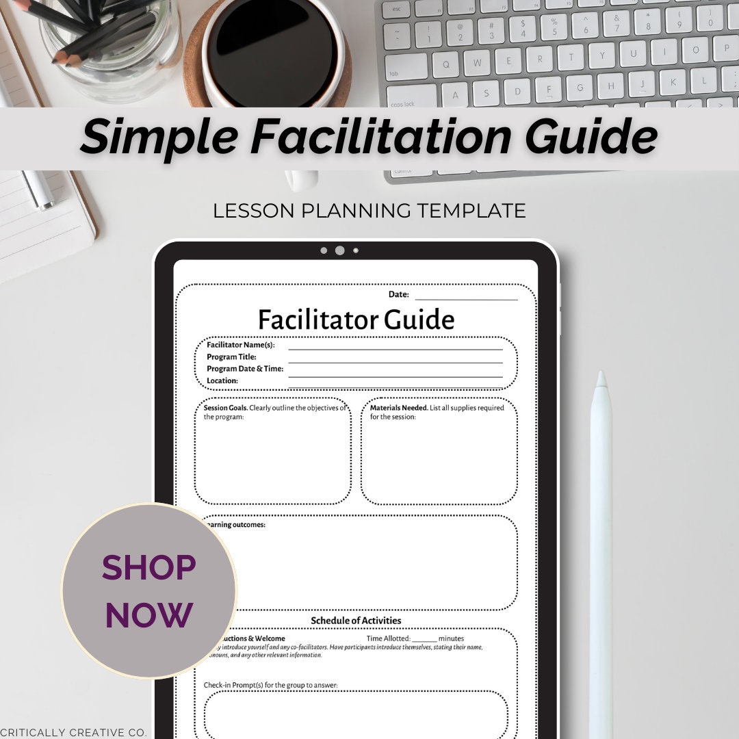 Facilitator Guide Workshop Worksheet: Printable Lesson Plan, Program ...