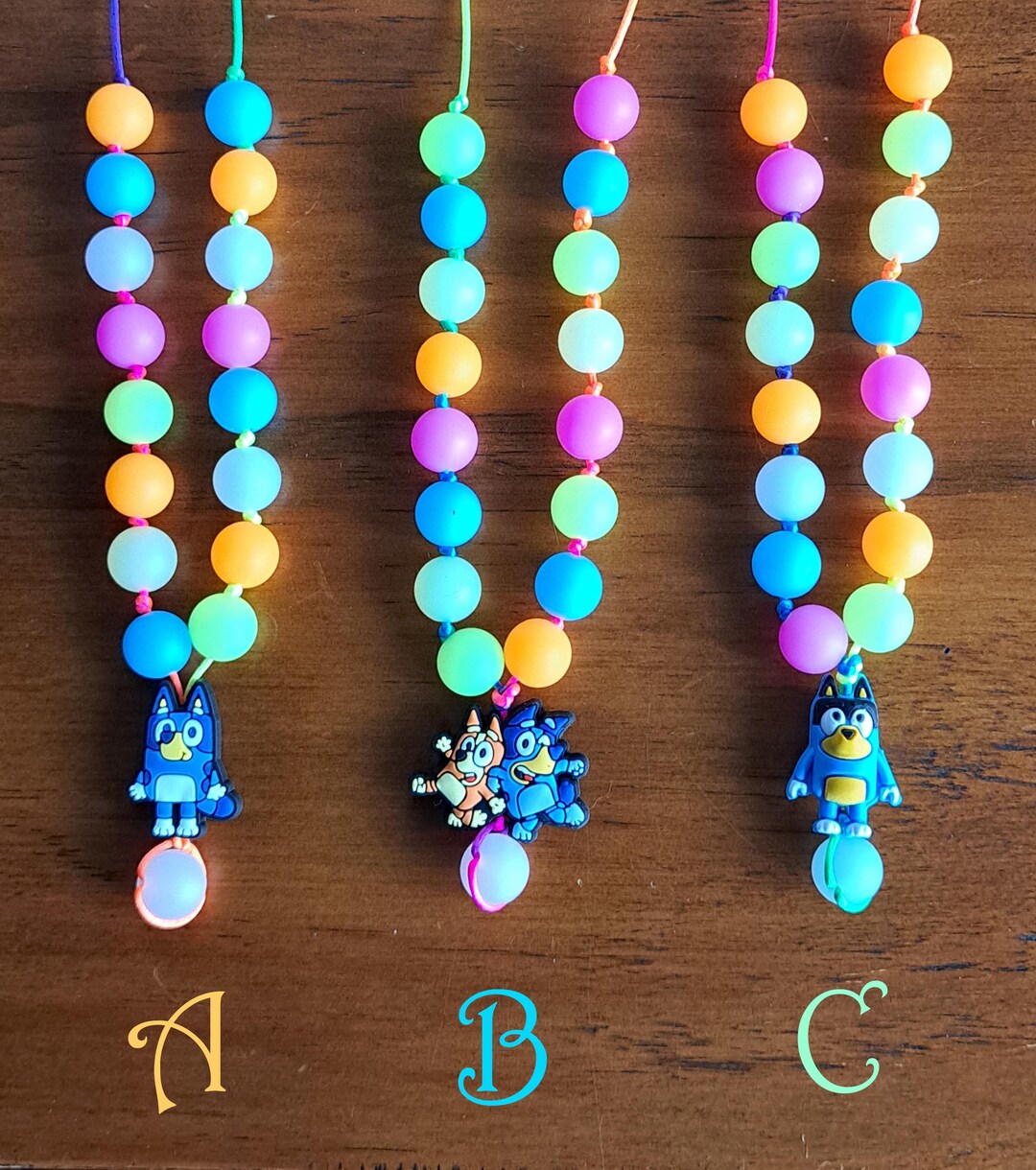 Bluey Children's Beaded Necklaces Made With Glow-in-the-dark Beads - Etsy