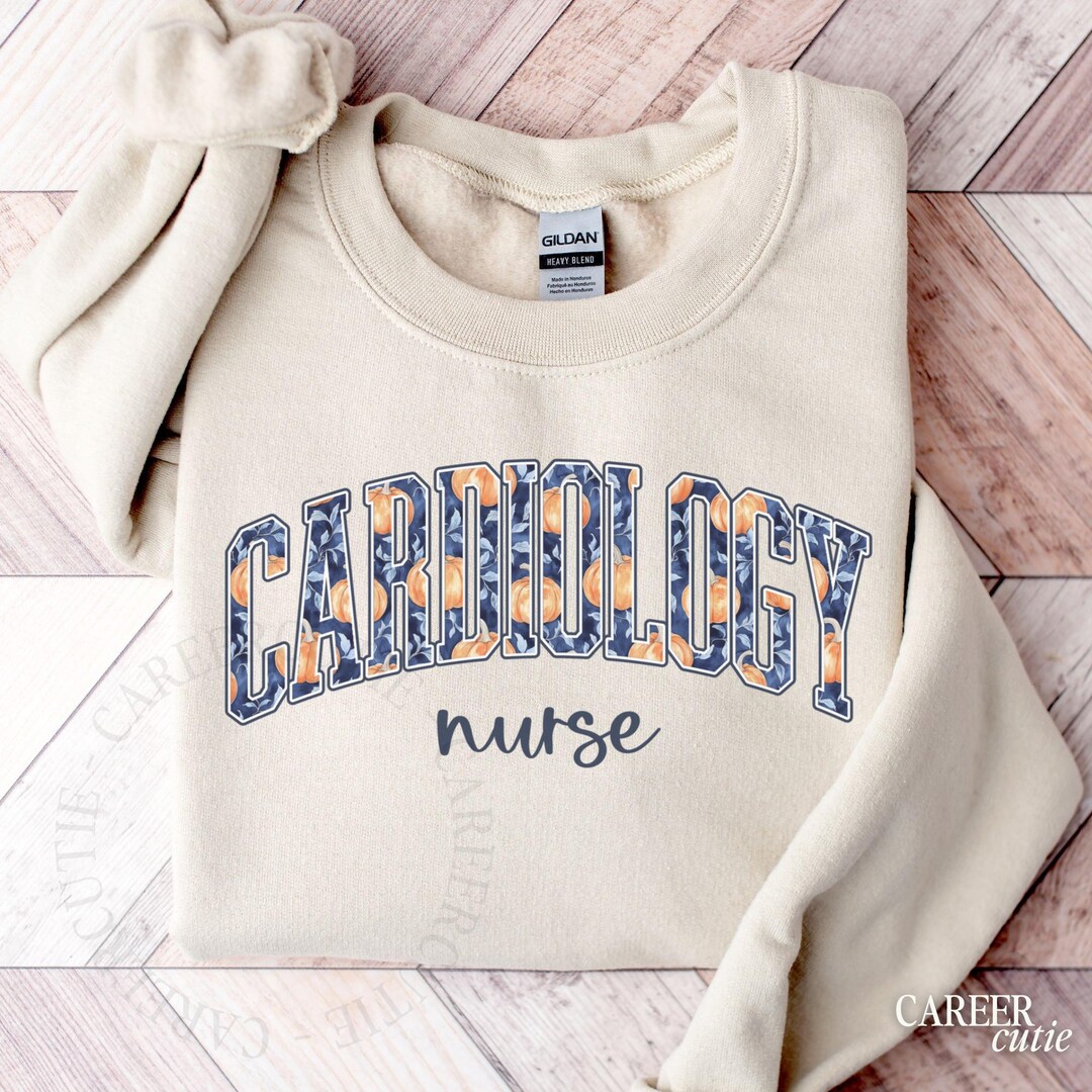 Cardiology Nurse Sweatshirt, Pumpkin Chinoiserie Cardiac Nurse Pullover ...