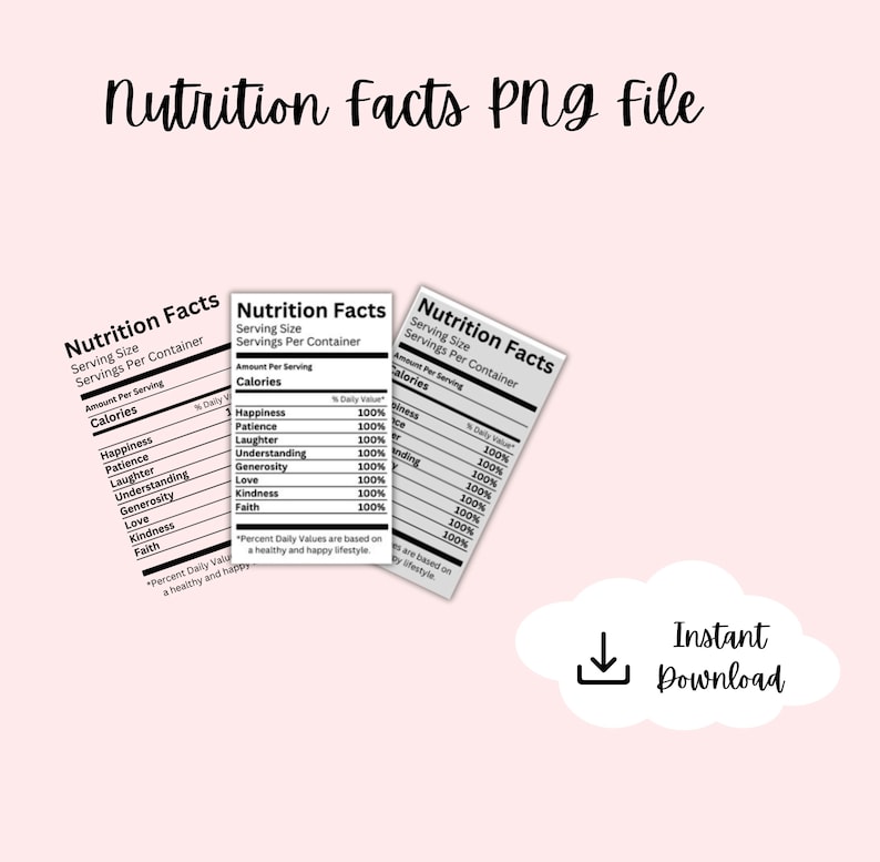 Nutrition Facts Label PNG Clip Art - Etsy