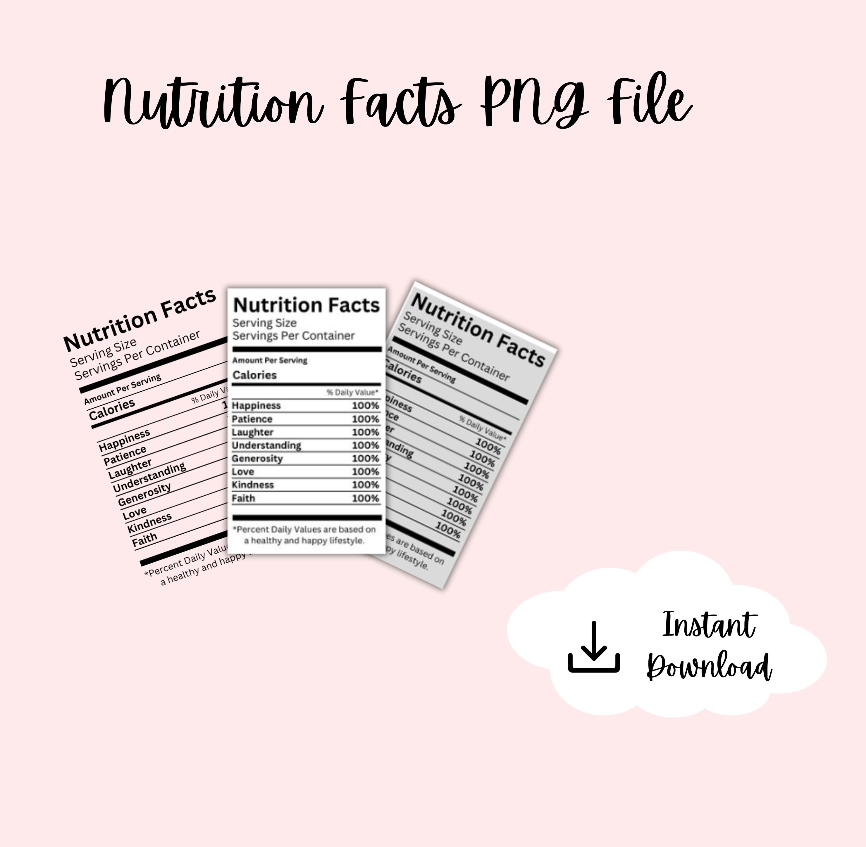 Nutrition Facts Label PNG Clip Art - Etsy