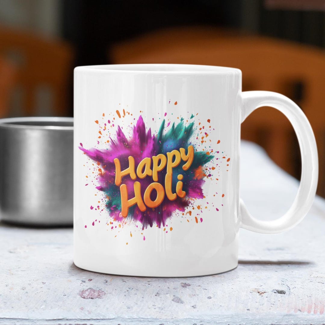 Happy Holi Mug, Colorful Powder Explosion Design, Festival of Colors ...