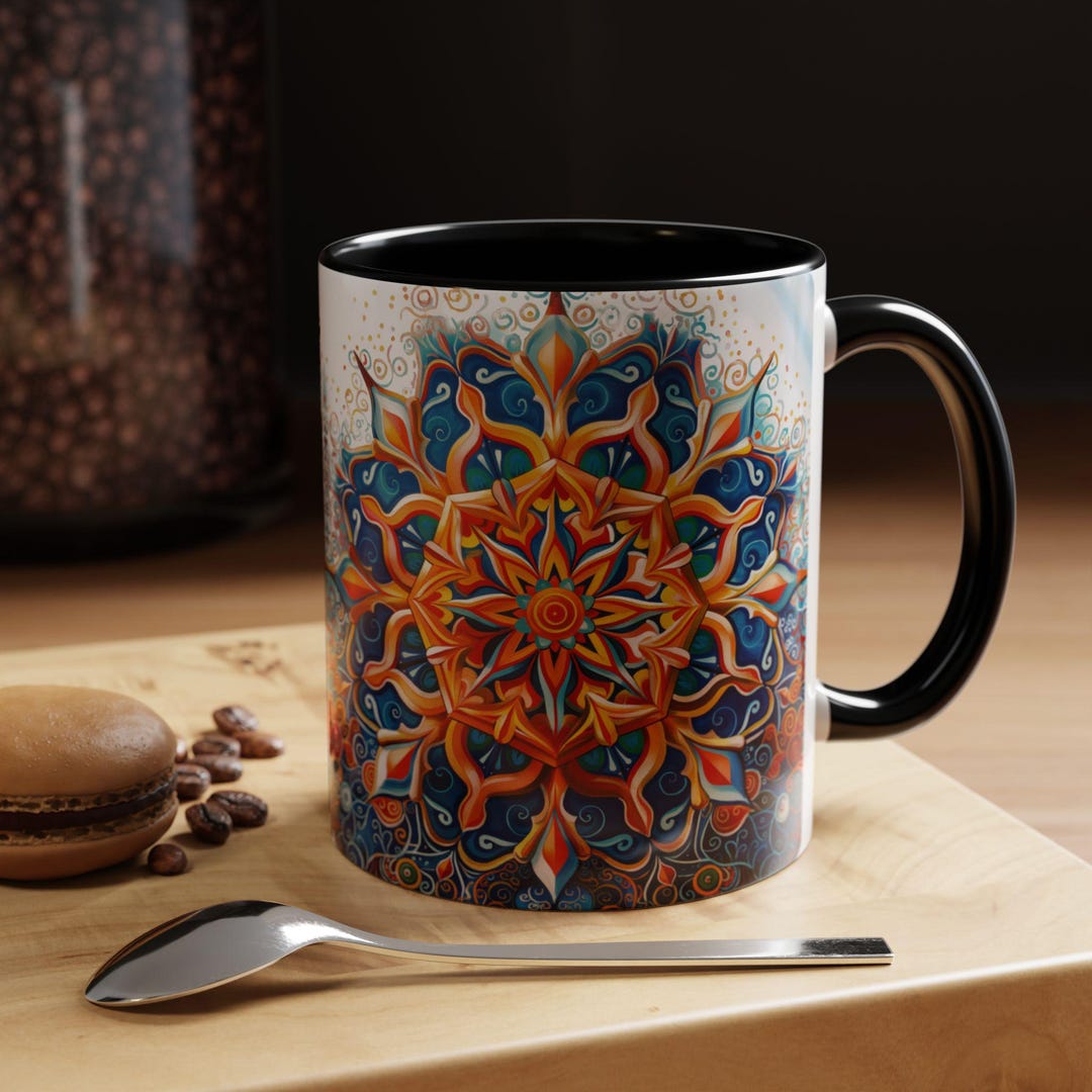 Kaleidoscope Mandala Ceramic Mug | Boho Chic Tea Cup | Meditation ...