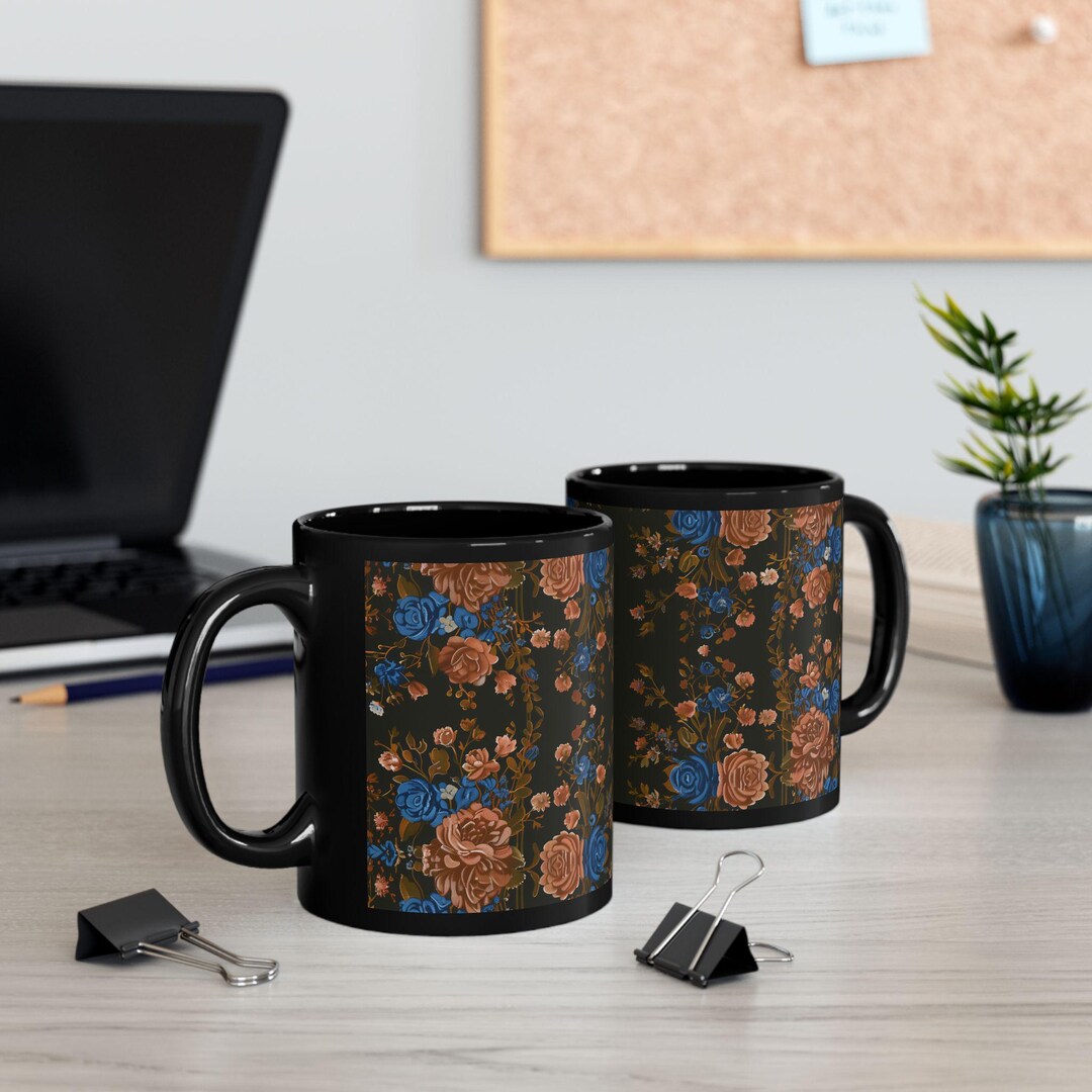 Vintage Tapestry Floral Mug | Baroque Coffee Cup | Ornate Tea Mug ...