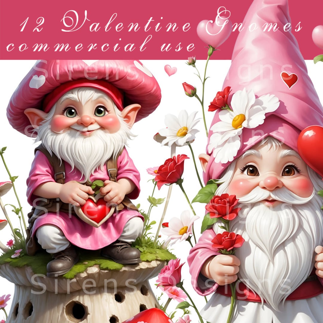 12 Valentine Gnome Clip Art, Gnome Clipart PNG, Valentines Images, Card ...