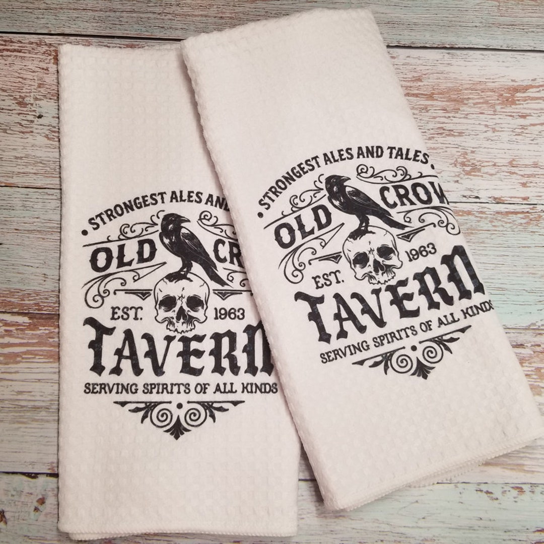 Old Crow Tavern Kitchen Towel, House Warming Gift, Waffle Towel, Dish ...