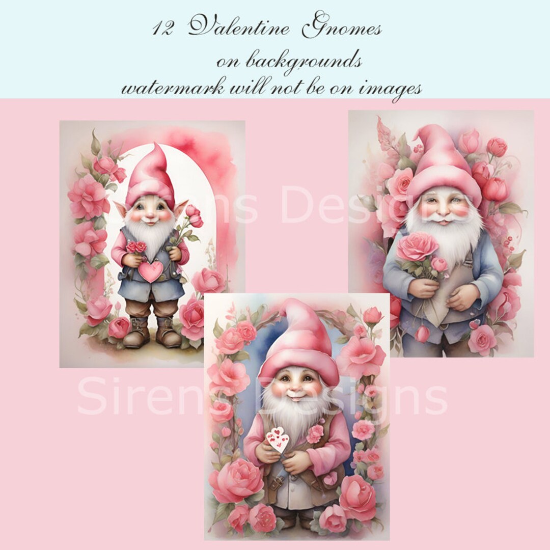 12 Valentine Gnome Clip Art, Valentine Elf, Gnome Card Making, Gnome ...