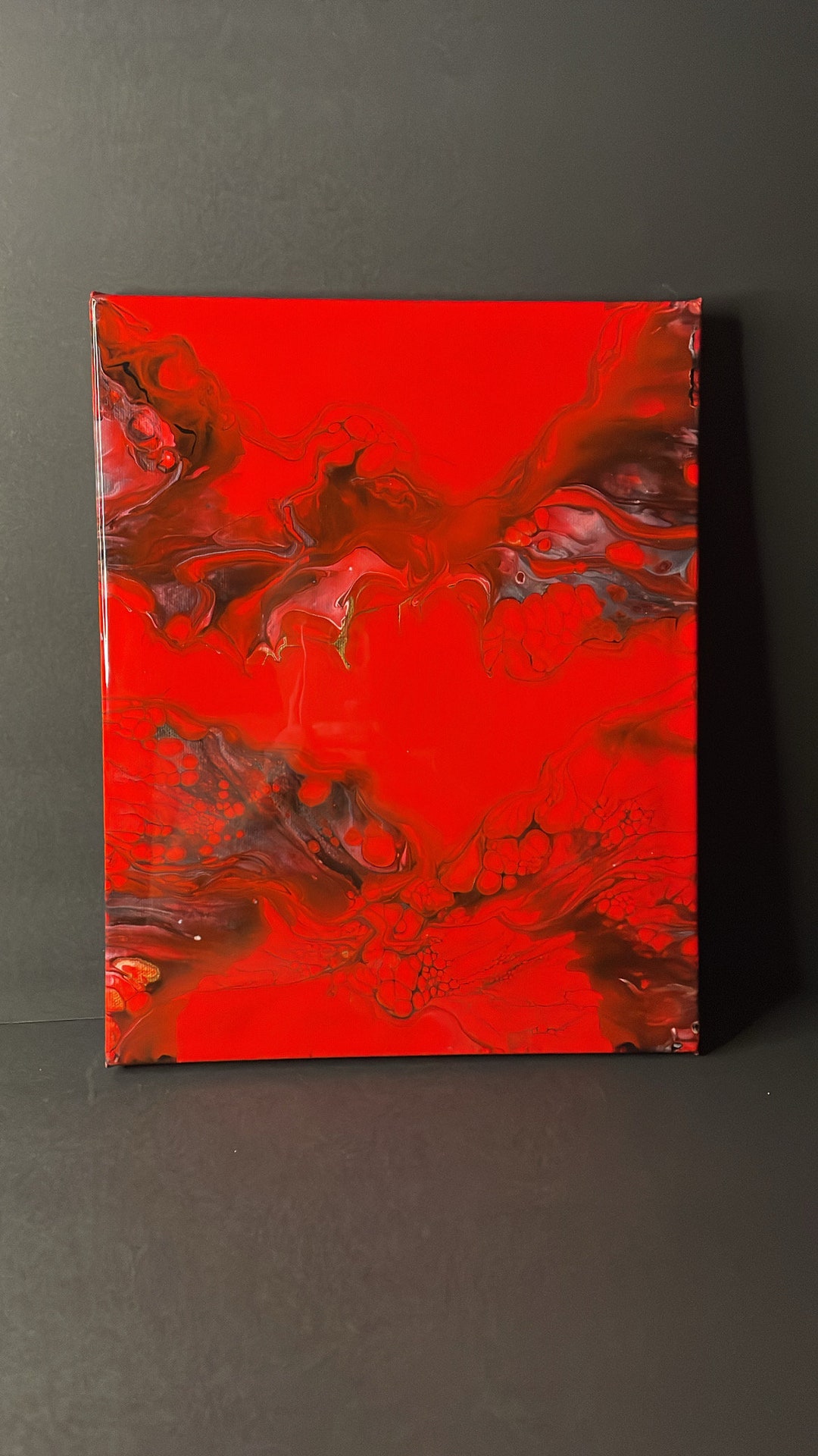 Red Dutch Pour With Red Background and Black and Gold Touches. - Etsy