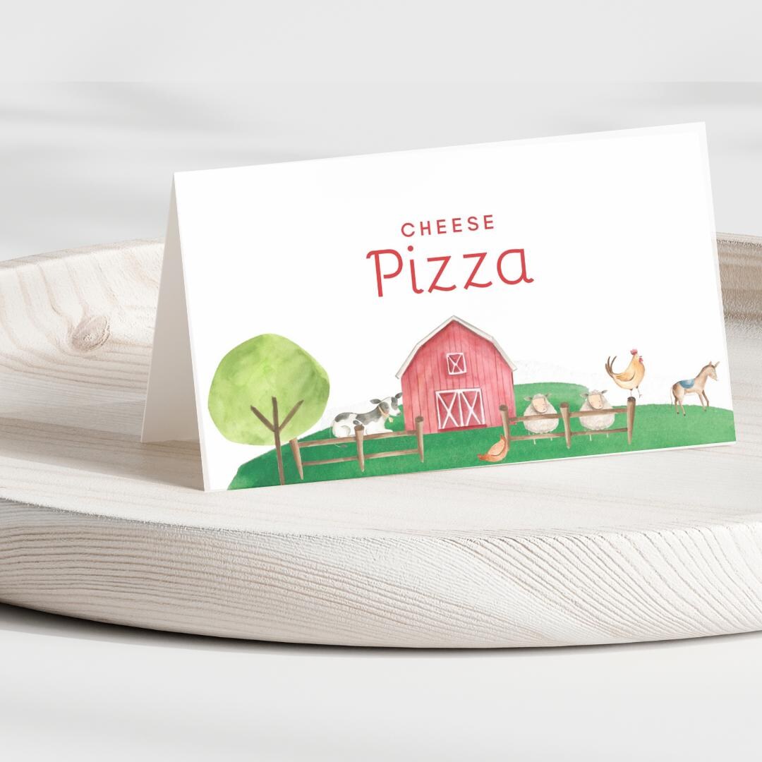 Farm Party Food Tent, Custom Food Sign Label, Watercolor Farm Barn ...