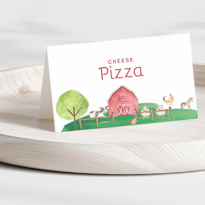 Farm Party Food Tent, Custom Food Sign Label, Watercolor Farm Barn ...
