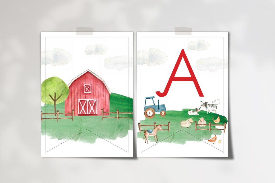 Farm Birthday Banner, Modern Farm Barn Bunting, Farm Barn Party ...