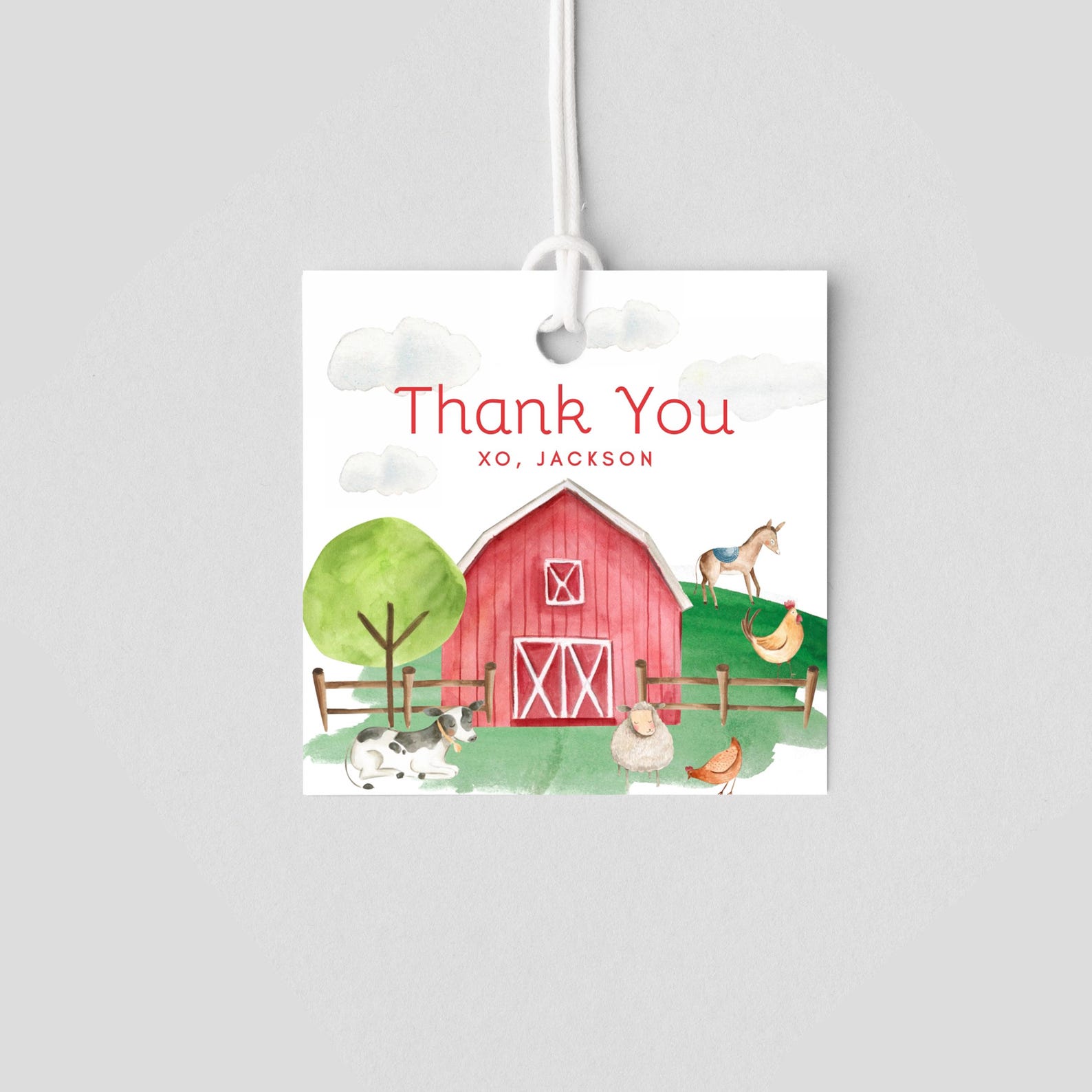 Farm Barn Party Favor Tag, Farm Birthday Party Thank You Tag ...