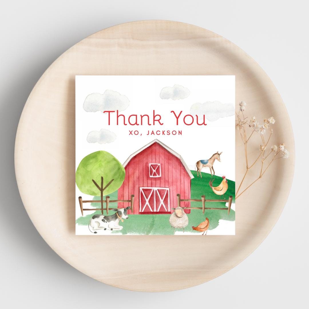 Farm Barn Party Favor Tag, Farm Birthday Party Thank You Tag ...