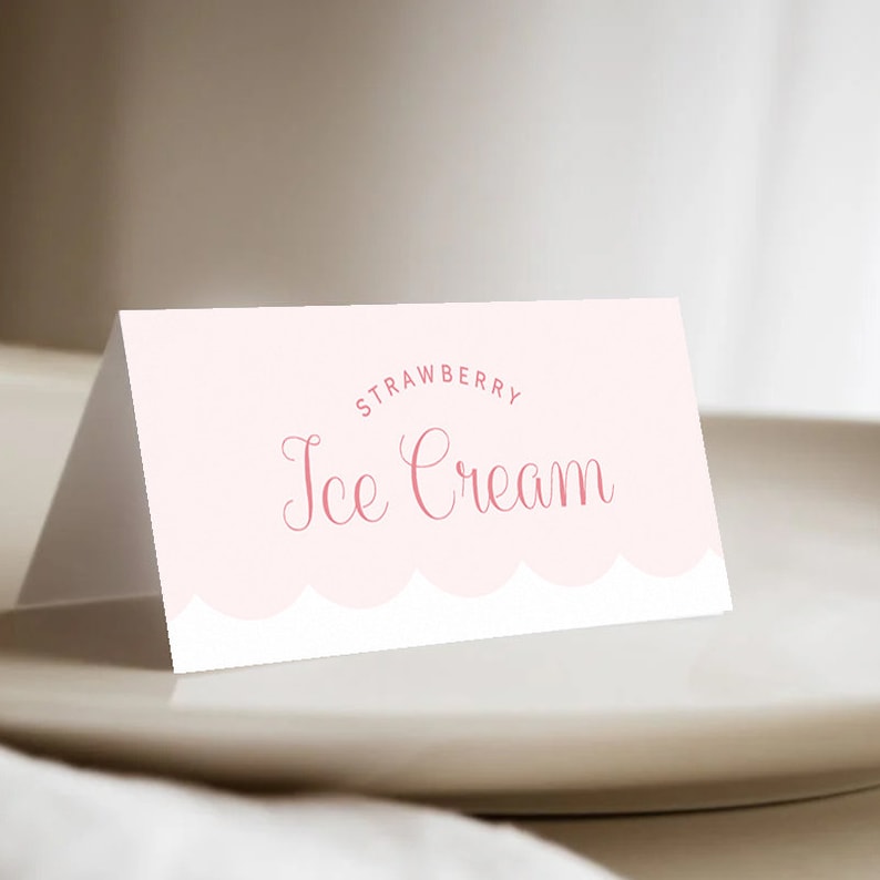 Ice Cream Party Food Tent, Custom Food Sign Label, Watercolor Ice Cream ...