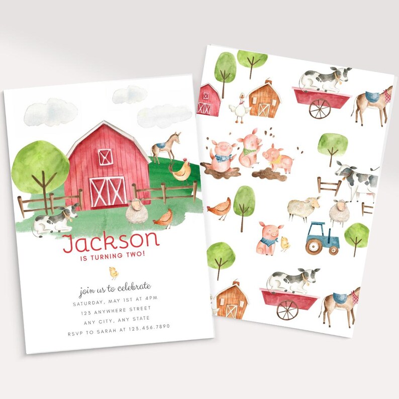 Farm Party Food Tent, Custom Food Sign Label, Watercolor Farm Barn ...