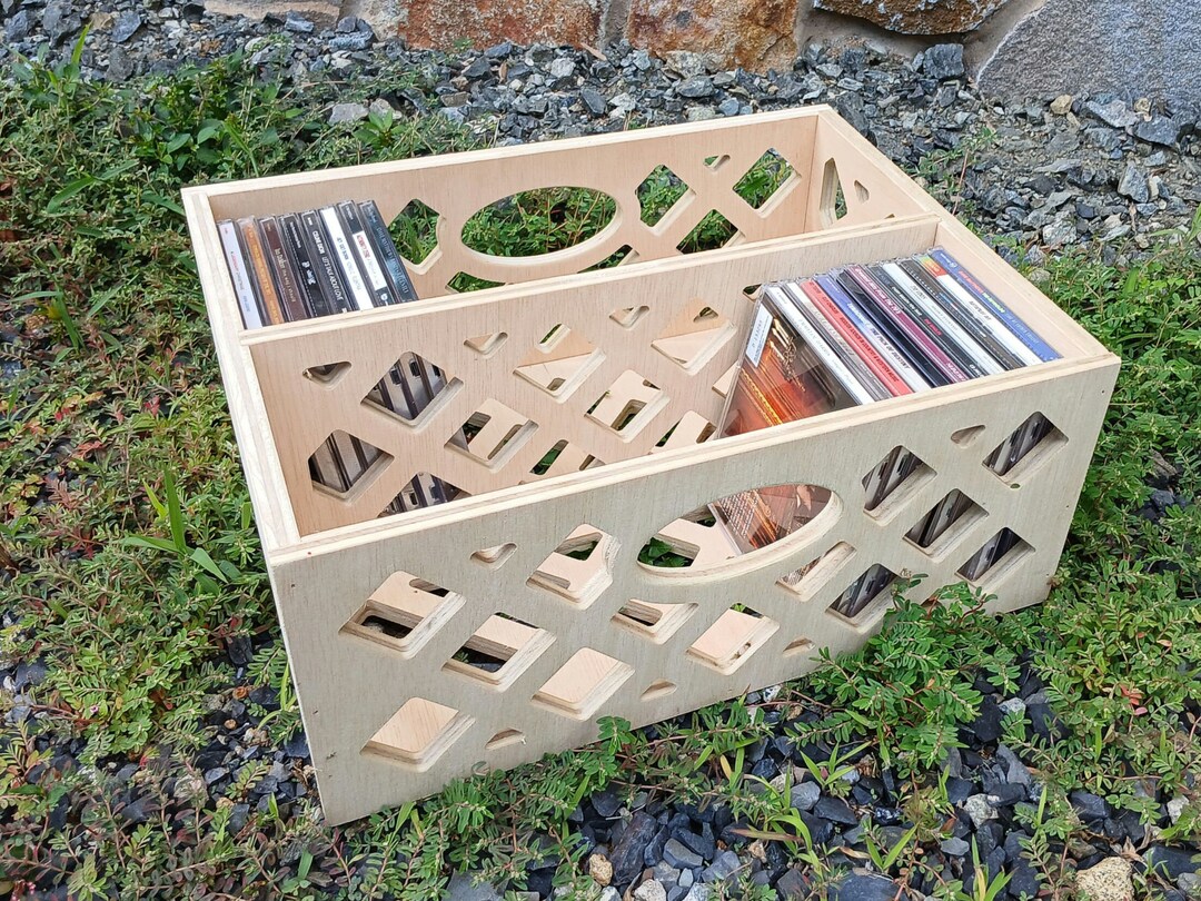 Wood CD Storage Crate 2 Row - Etsy