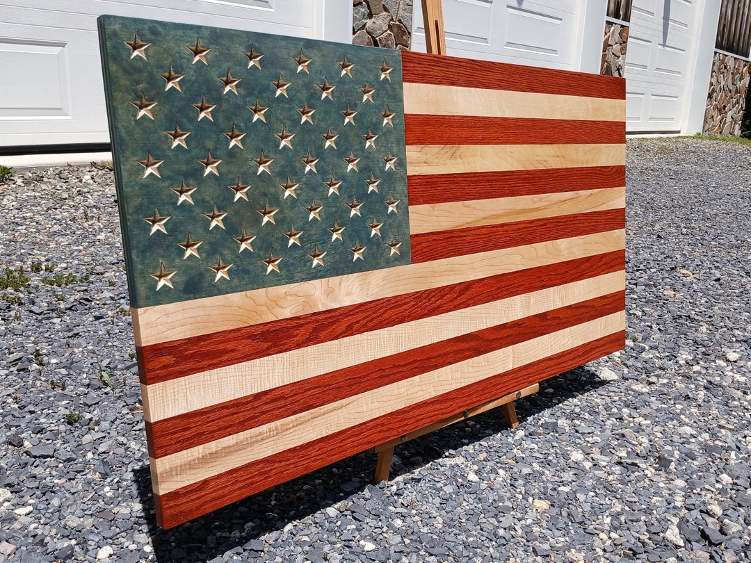 Solid Oak and Maple Wood American Flag Sign - Etsy