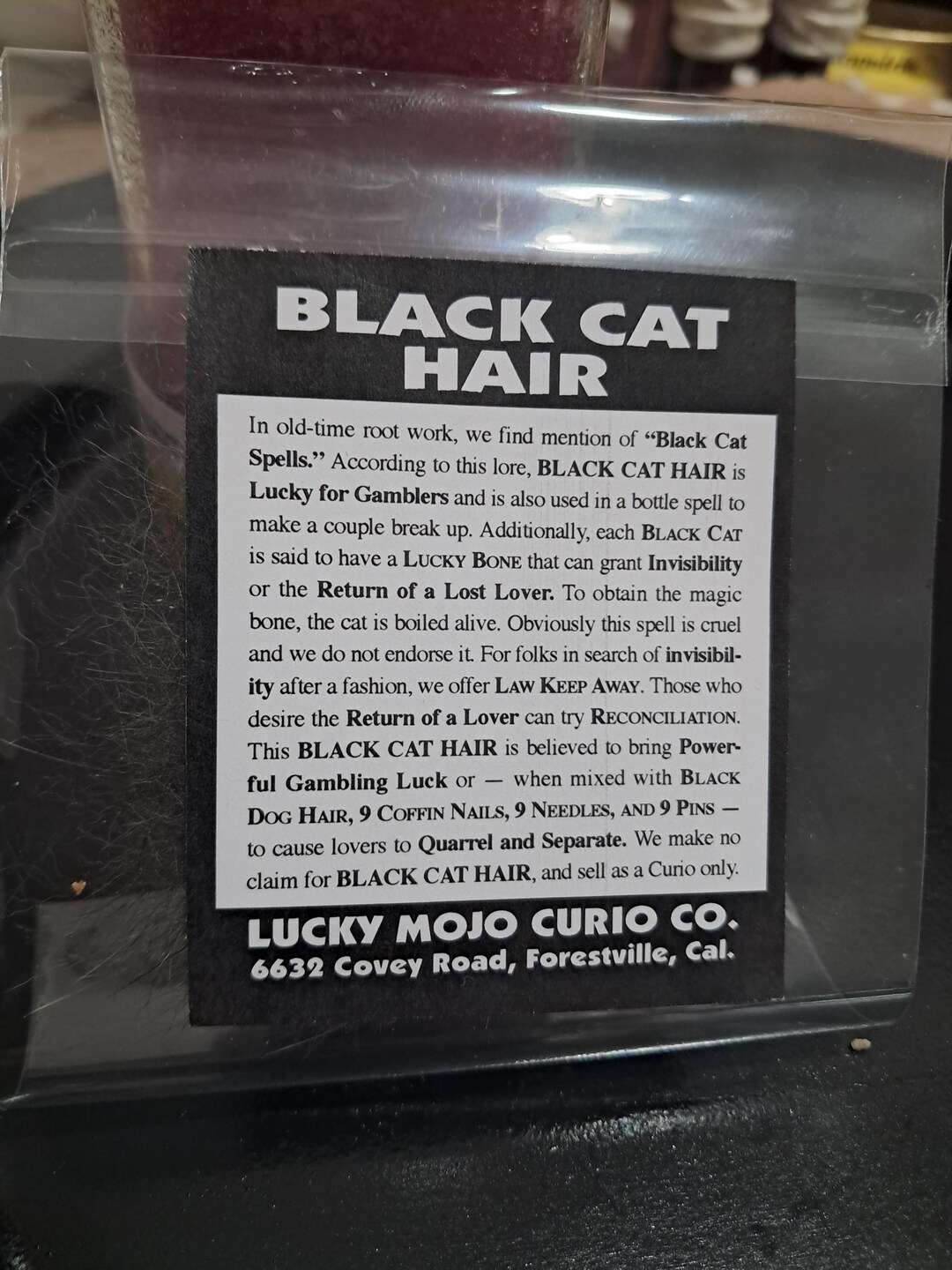 Genuine Lucky Mojo Black Cat Hair: Used in Hoodoo Separation Spells to ...