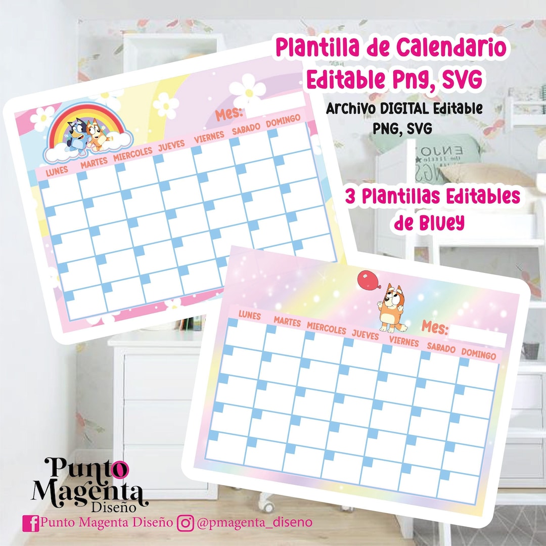Bluey Bluey Planner Monthly Calendar Digital Planner, Digital Calendar ...