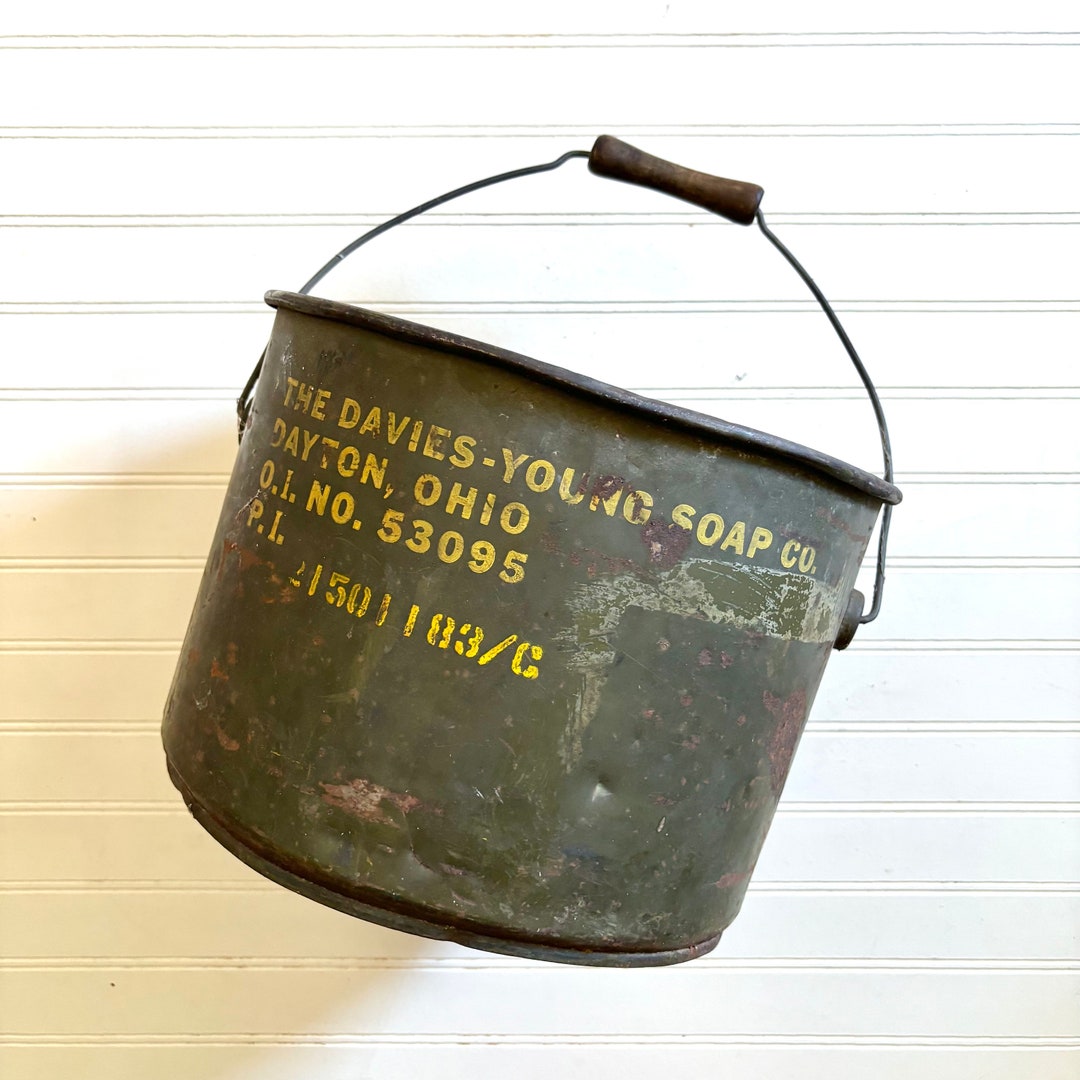 Vintage Metal Soap Bucket, Davies Young Soap Company, Ohio, Military ...